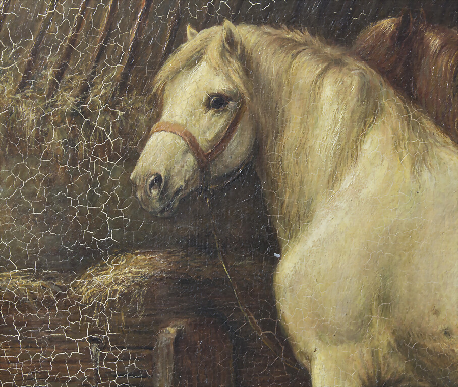 Denner (19. Jh.), 'Pferde und Hühner im Stall' / 'Horses and chicken ...