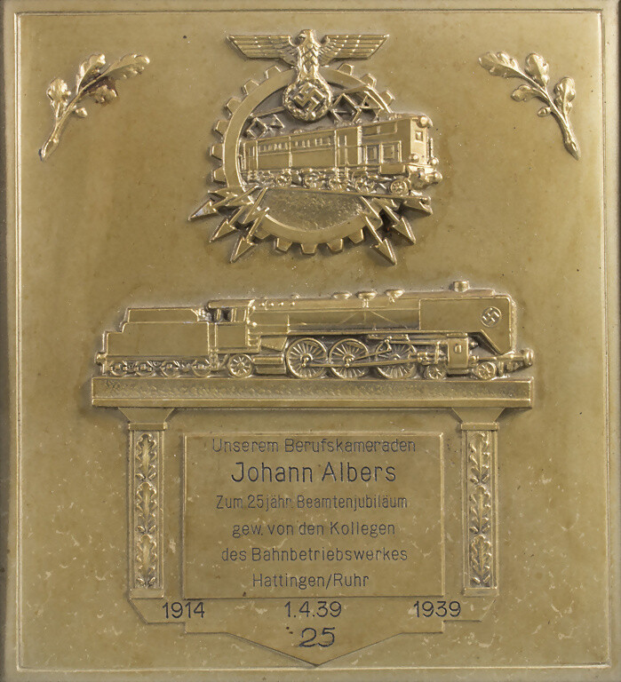 Jubiläumsplakette Reichsbahn Drittes Reich / Jubilee badge Reichsbahn ...