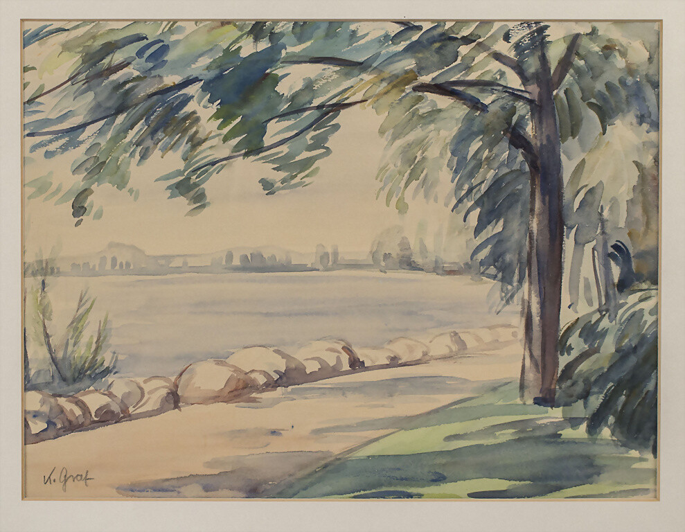 Karl Graf (1902-1986), 'Promenade am Wasser' / 'Waterfront promenade ...