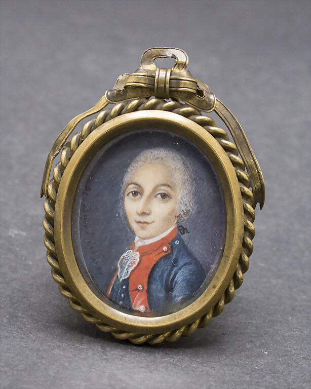 Rokoko Miniatur Porträt eines jungen Adligen / A Rococo miniature ...